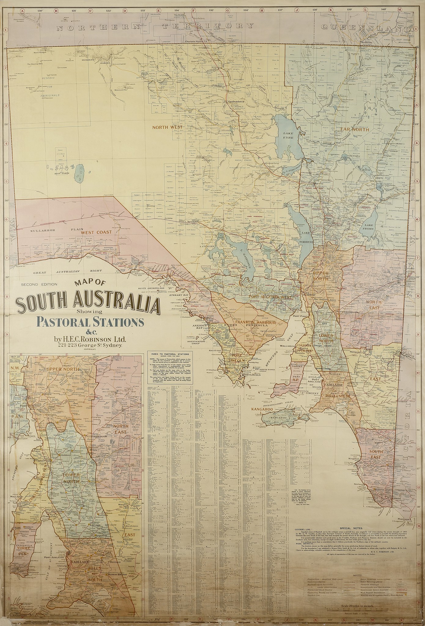 Map of South Australia Showing Pastoral Station &c - Antique Print Map Room