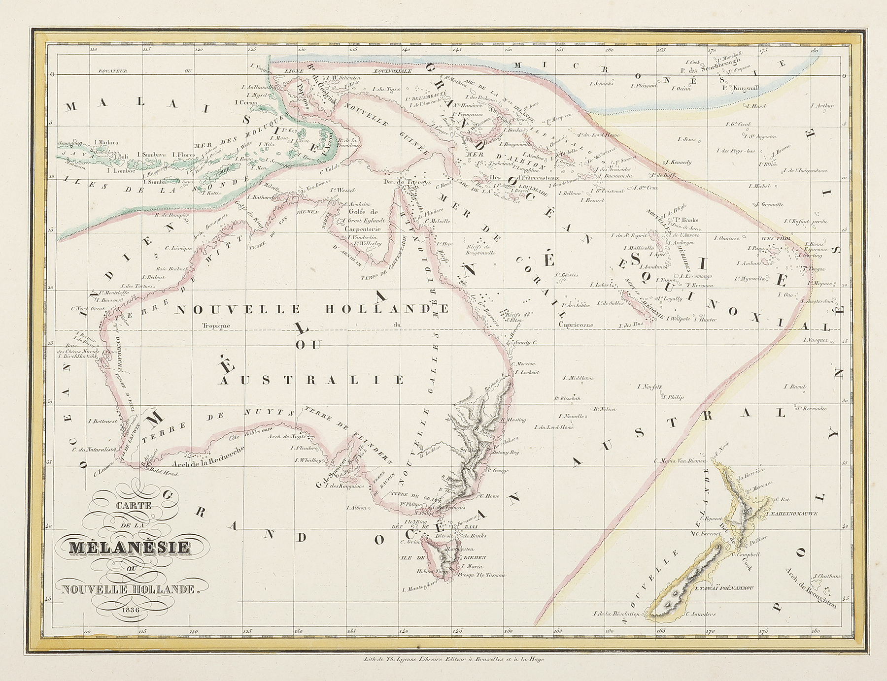 Carte de la Melanesie ou Nouvelle Hollande. - Antique Print Map Room