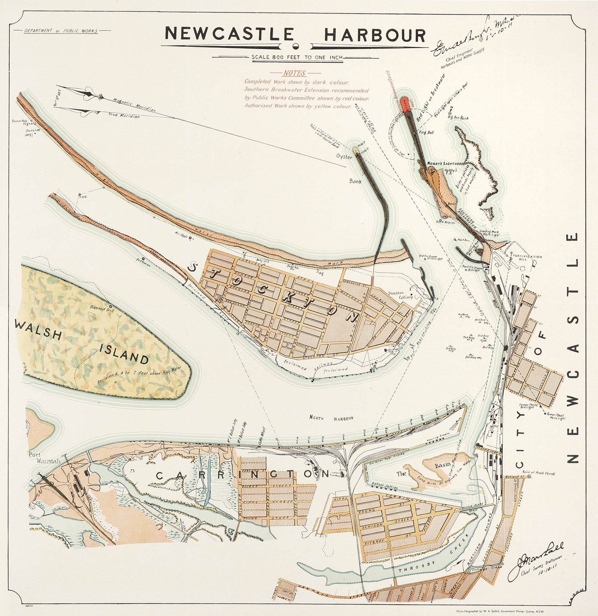 Newcastle Harbour | Antique Print Map Room