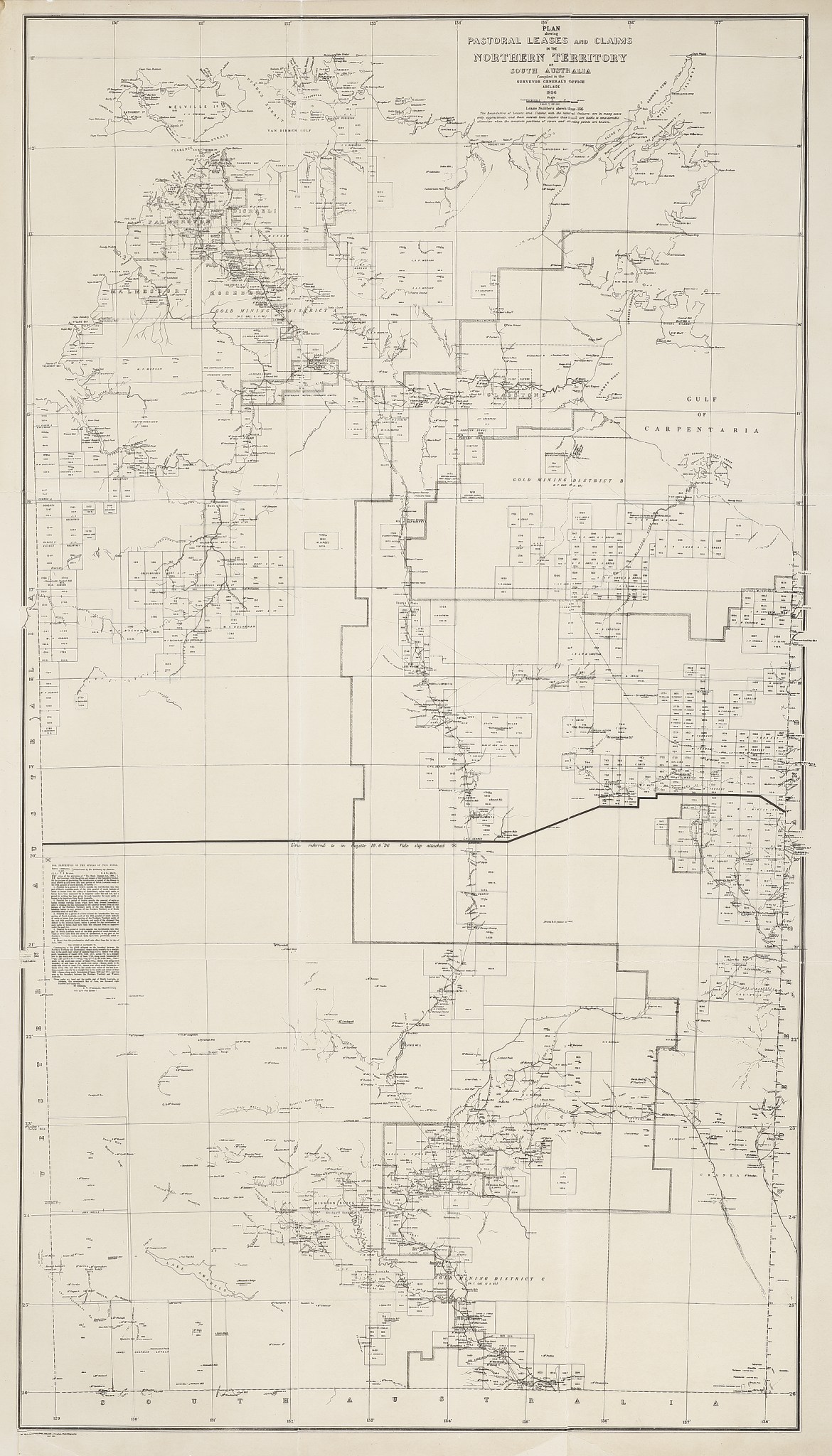 Plan Shewing Pastoral Leases and Claims in the Northern Territory of ...