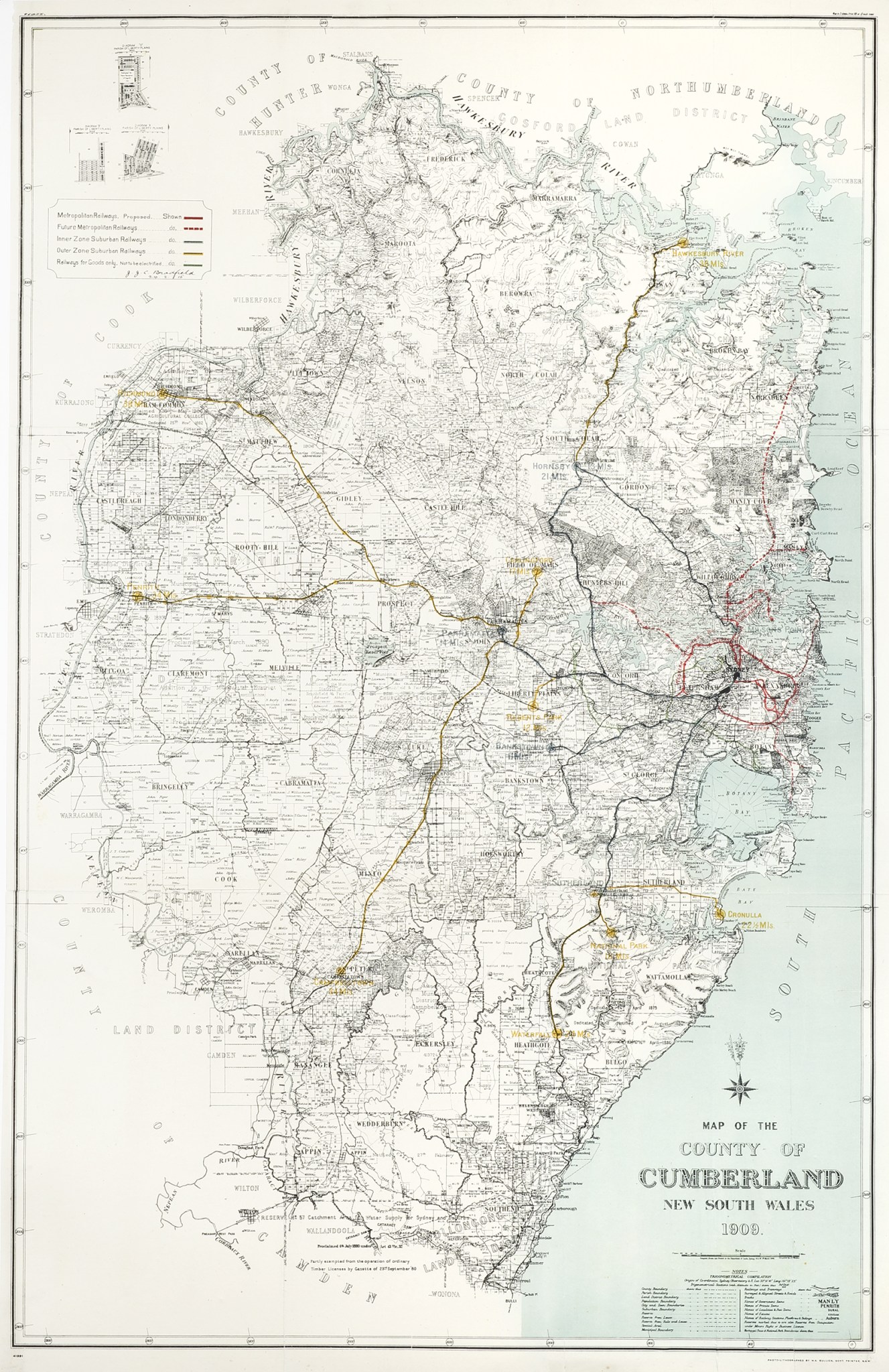 Map of the County of New South Wales 1909 - Antique Print Map Room