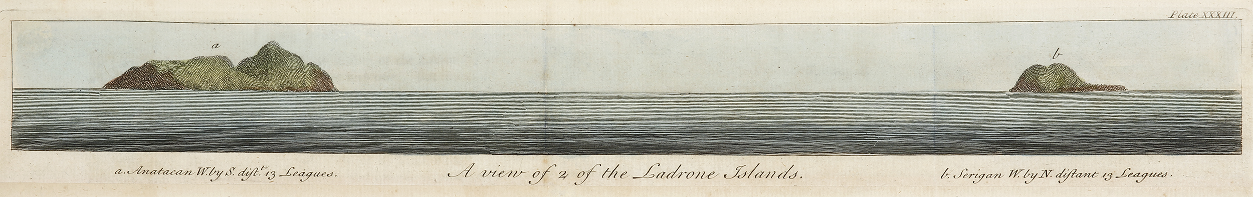 A View of the Ladrone Islands. - Antique Print Map Room