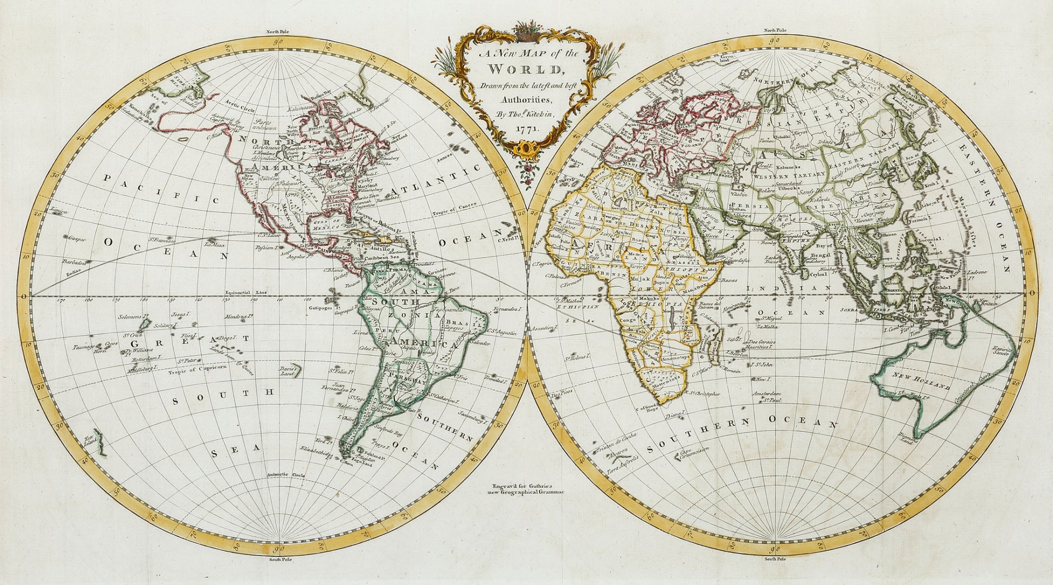 A New Map of the World, Drawn from the latest and best Authorities, by ...