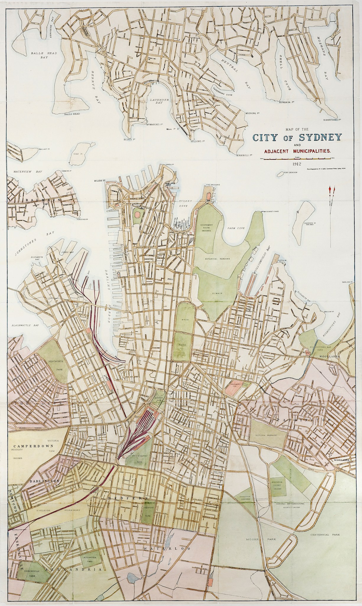 Map of the City of Sydney and Adjacent Municipalities 1912 - Antique ...