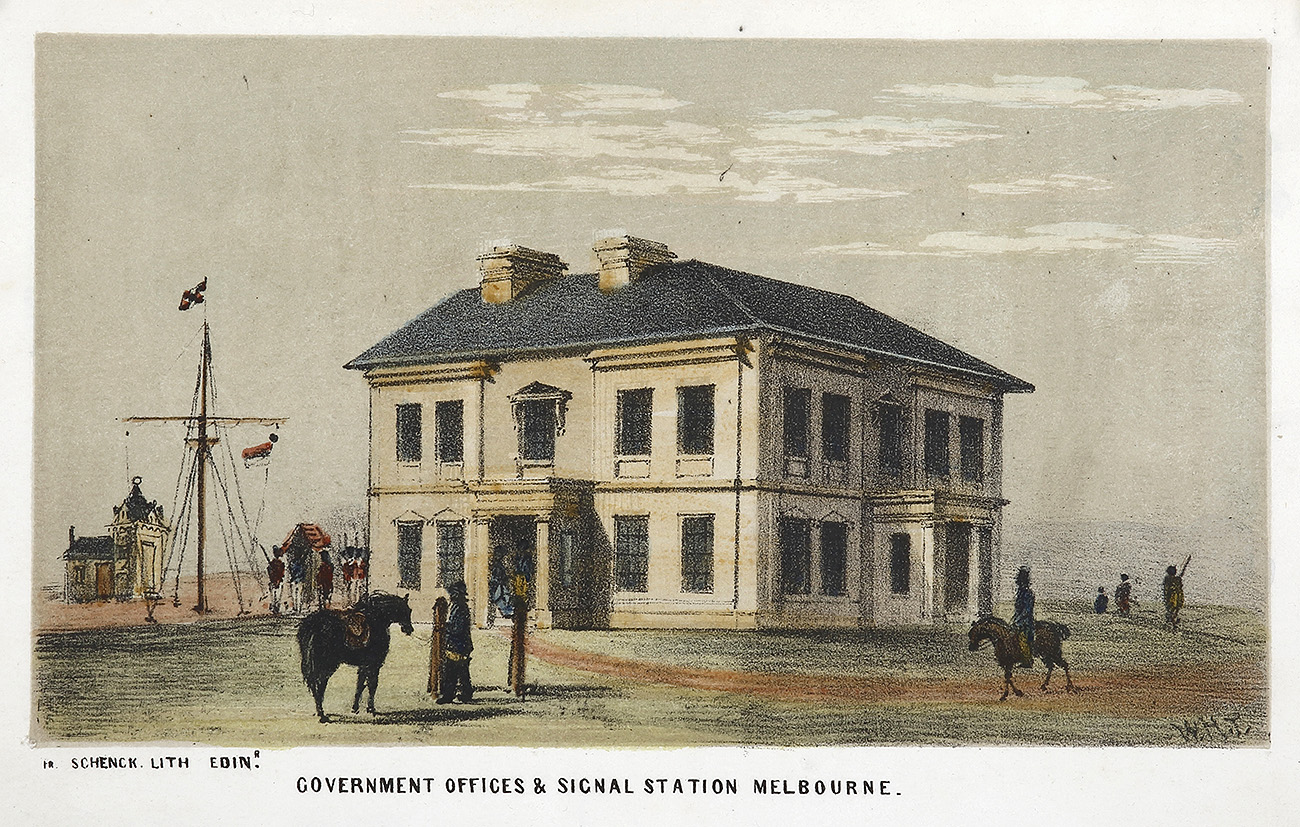 Government Offices & Signal Station Melbourne. | Antique Print Map Room