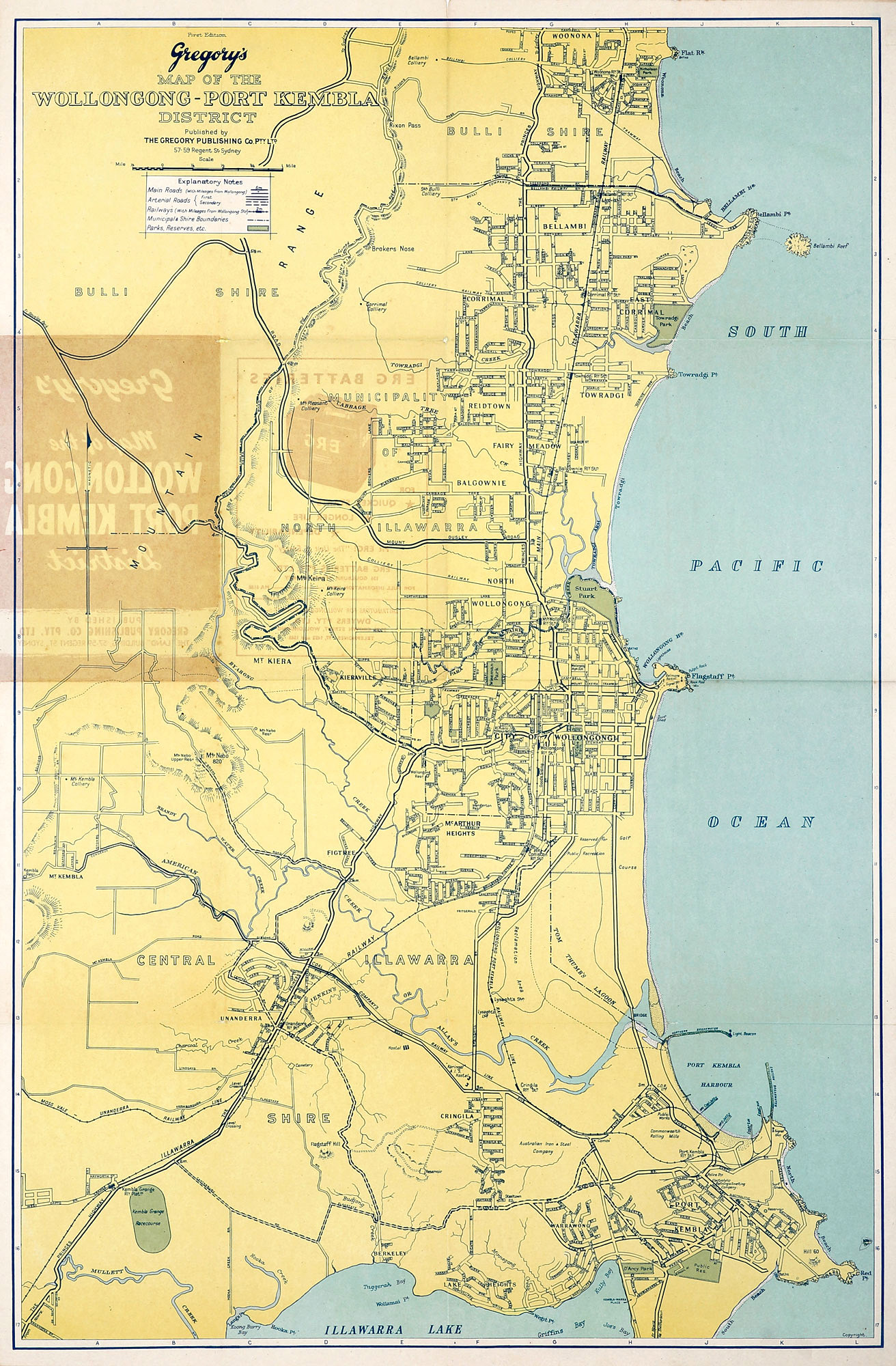 Gregory's Map of the Wollongong-Port Kembla District | Antique Print ...