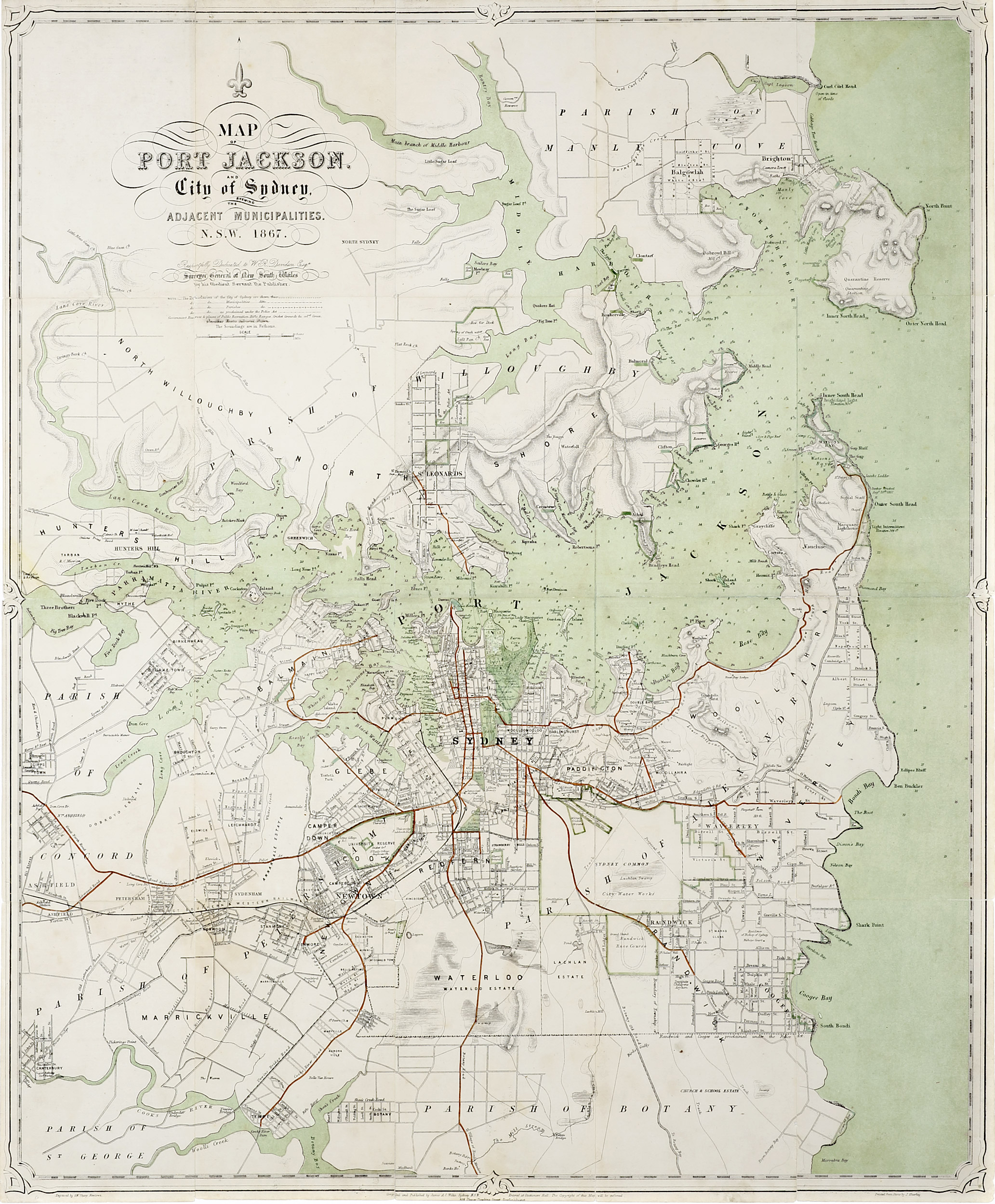 Map of Port Jackson and City of Sydney Shewing the adjacent ...