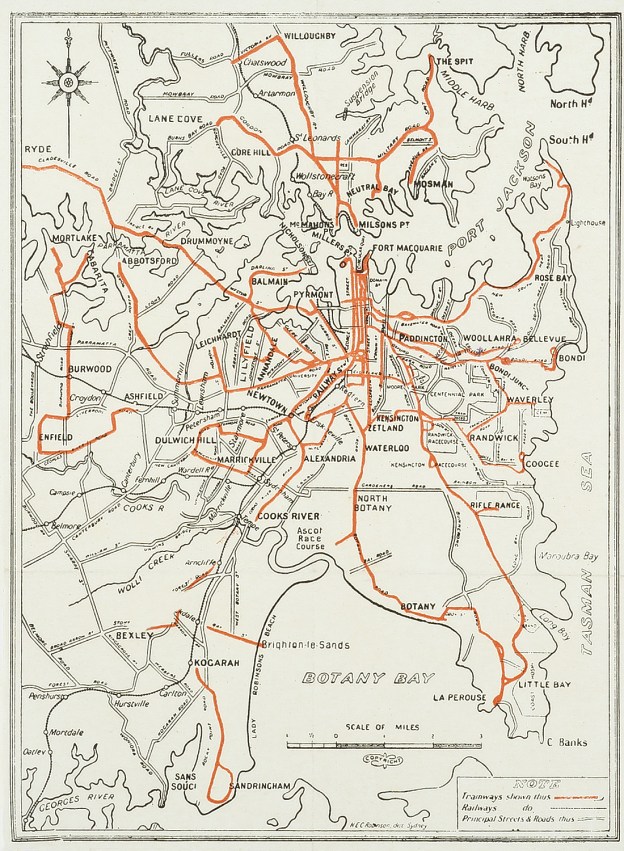 [Sydney Tram and Railway Map.] - Antique Print Map Room