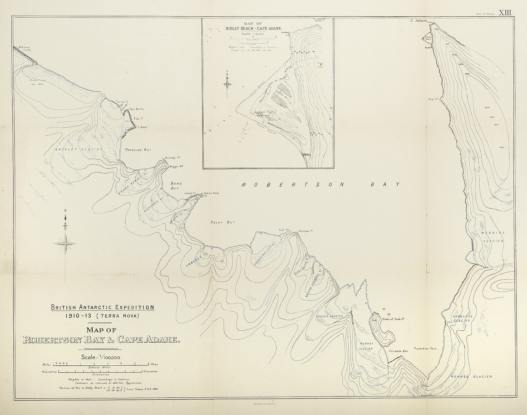 British Antarctic Expedition, 1910 (Terra Nova) Map of Robertson Bay ...