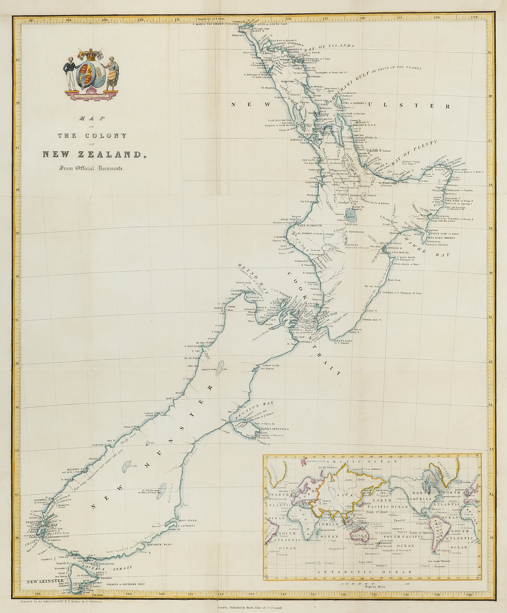 Map of the Colony of New Zealand, from Official Documents. | Antique ...