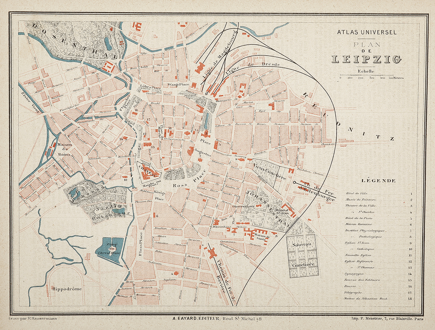 Atlas Universel Plan de Leipzig - Antique Print Map Room