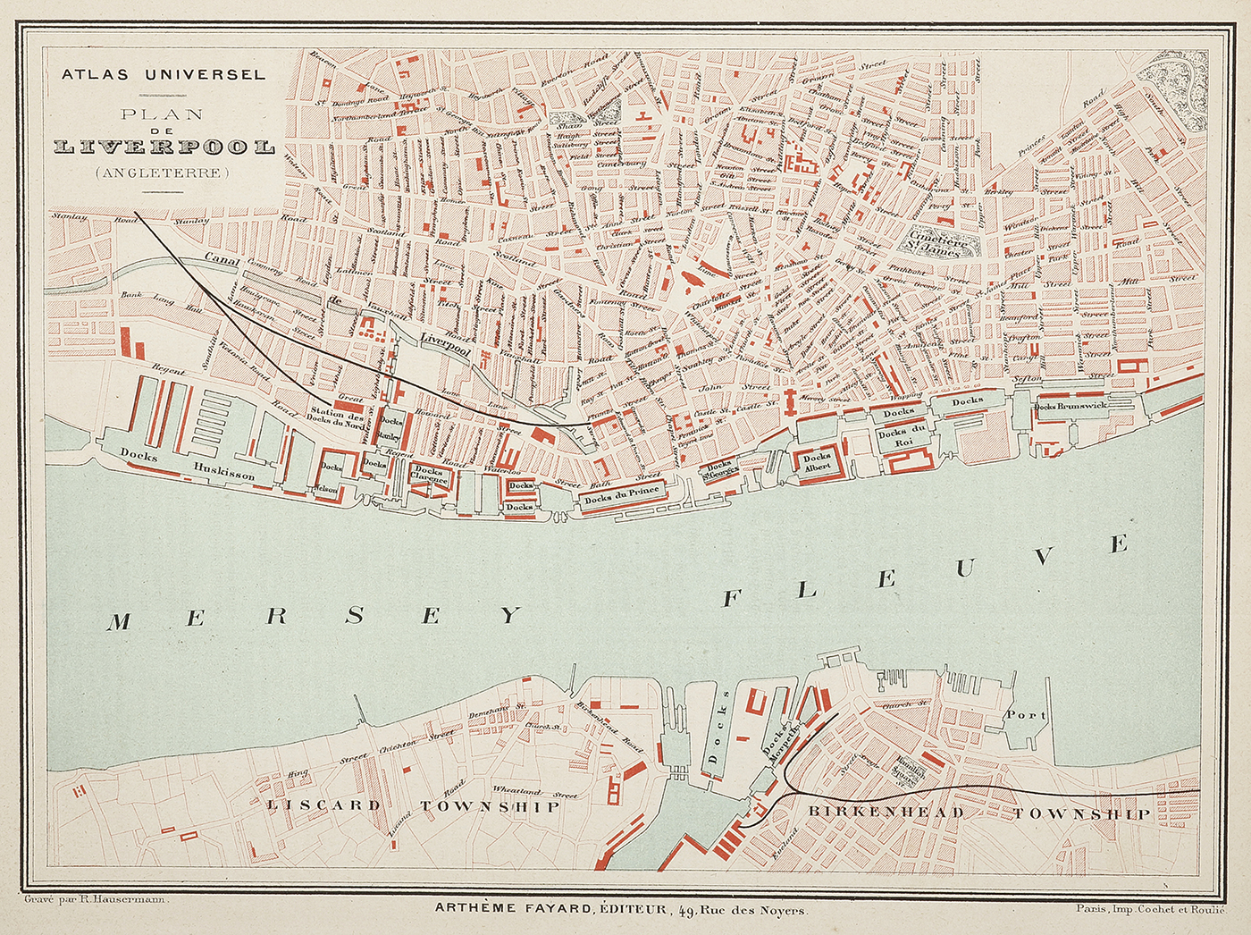 Atlas Universel Plan De Liverpool (Angleterre) - Antique Print Map Room