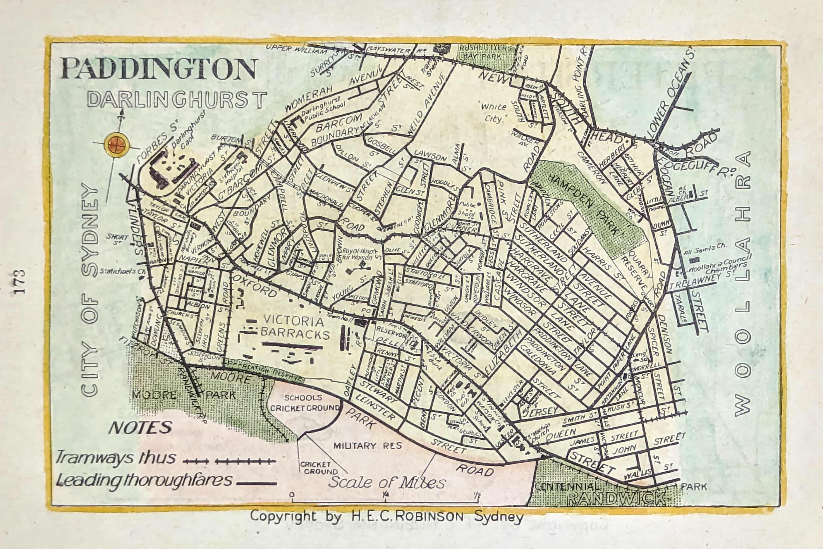 Paddington Darlinghurst - Antique Print Map Room