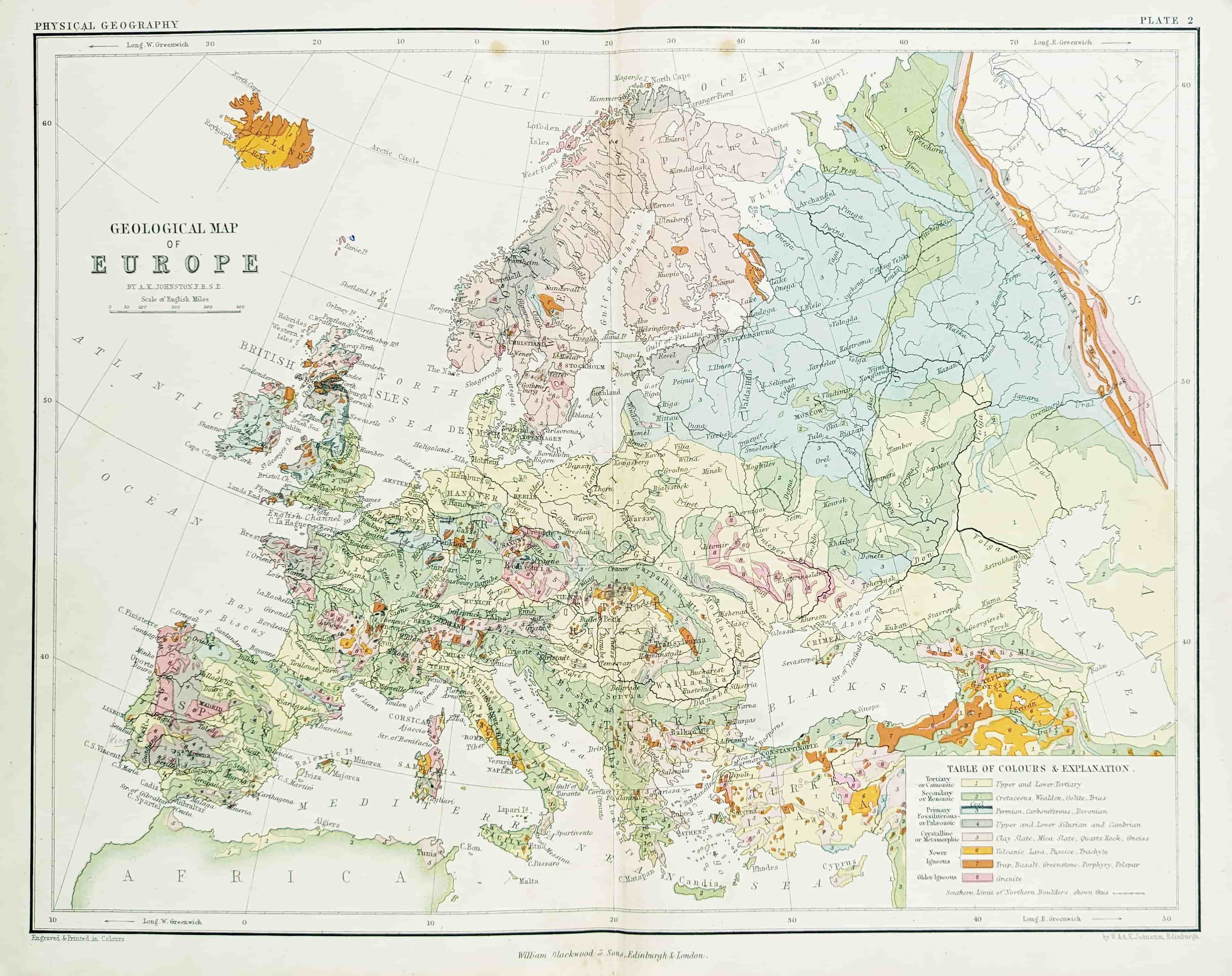 Geological Map of Europe. - Antique Print Map Room