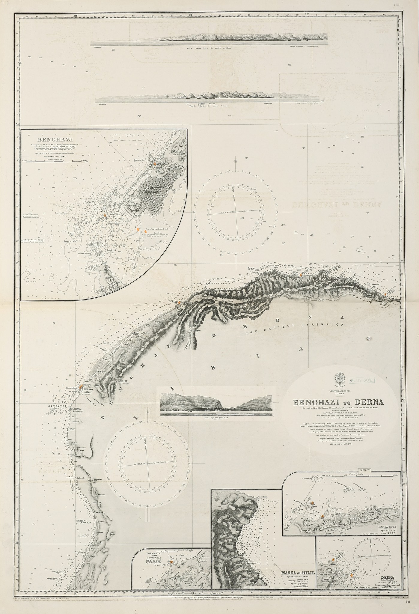[AFRICA-LIBYA] Benghazi to Derna.... - Antique Print Map Room