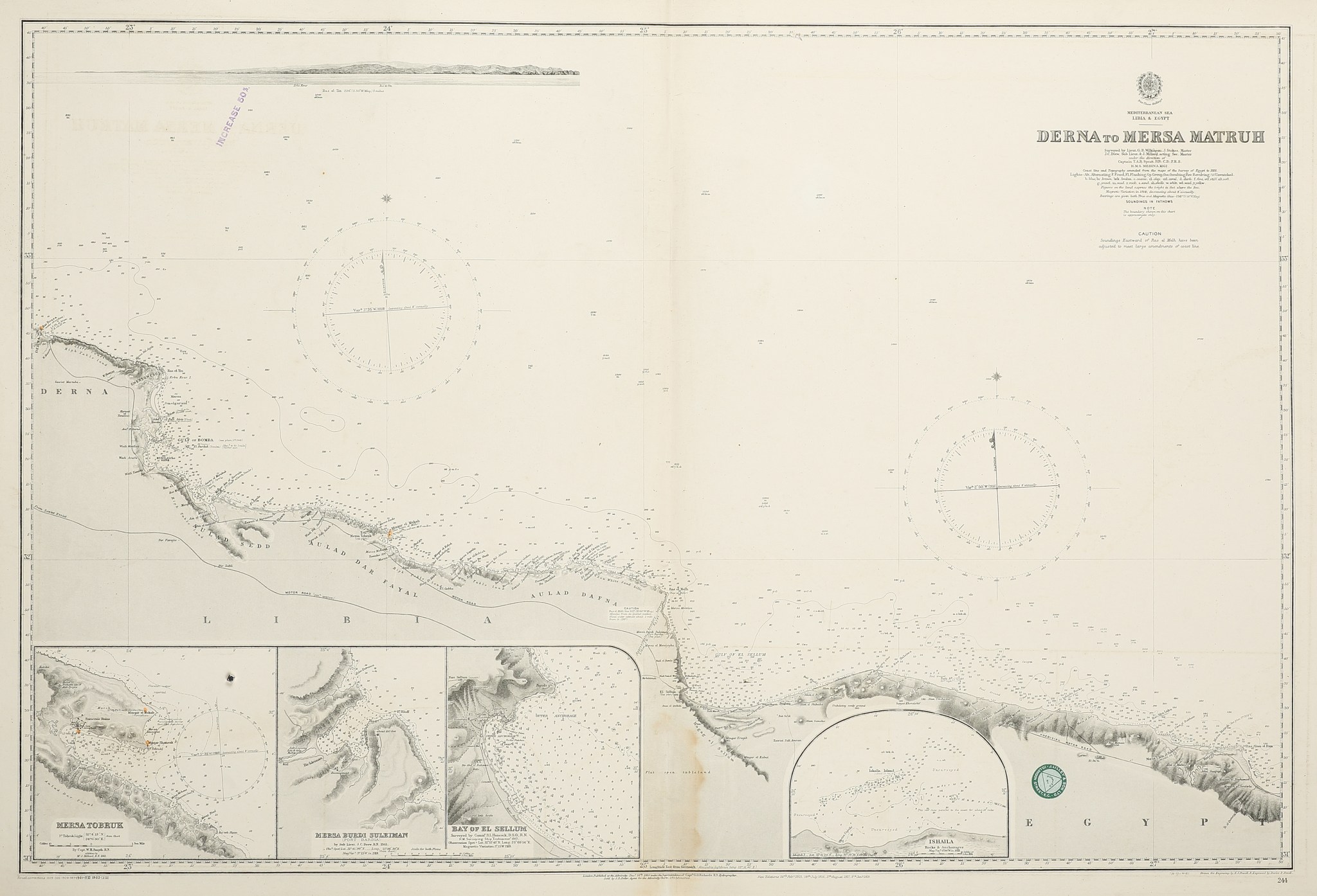 [AFRICA-EYGPT] Derna to Mersa MAtruh - Antique Print Map Room