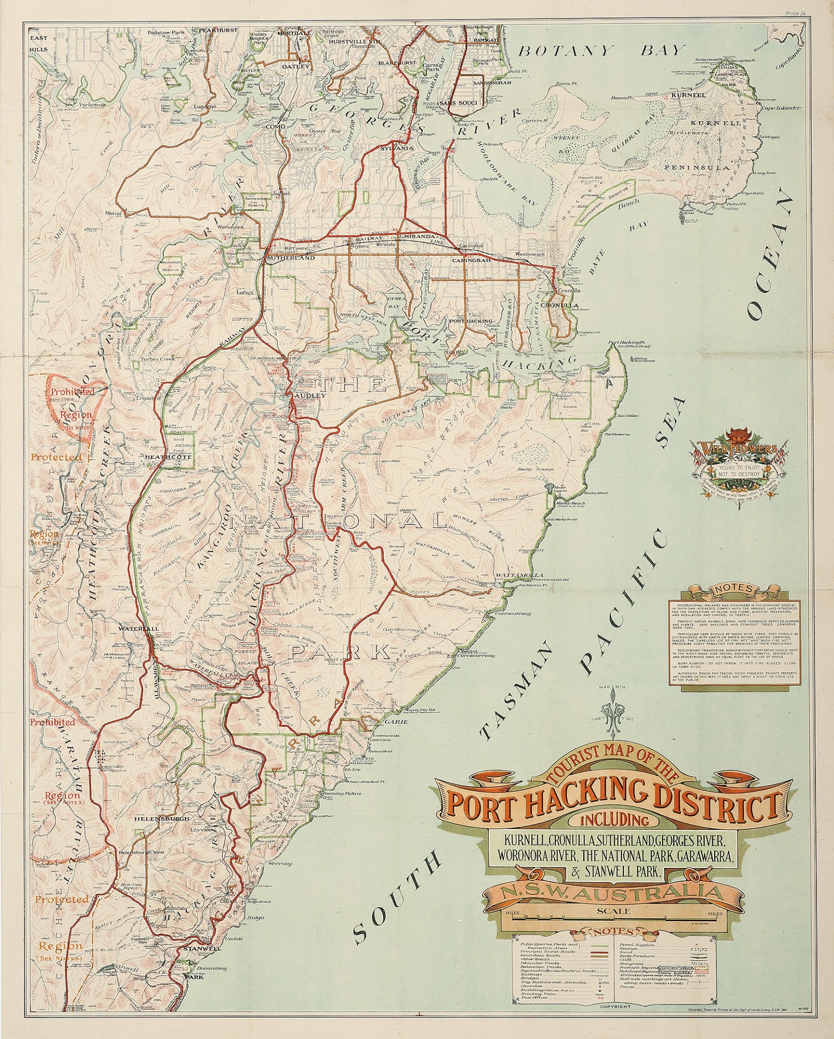 Tourist map of the Port Hacking district including Kurnell, Cronulla ...