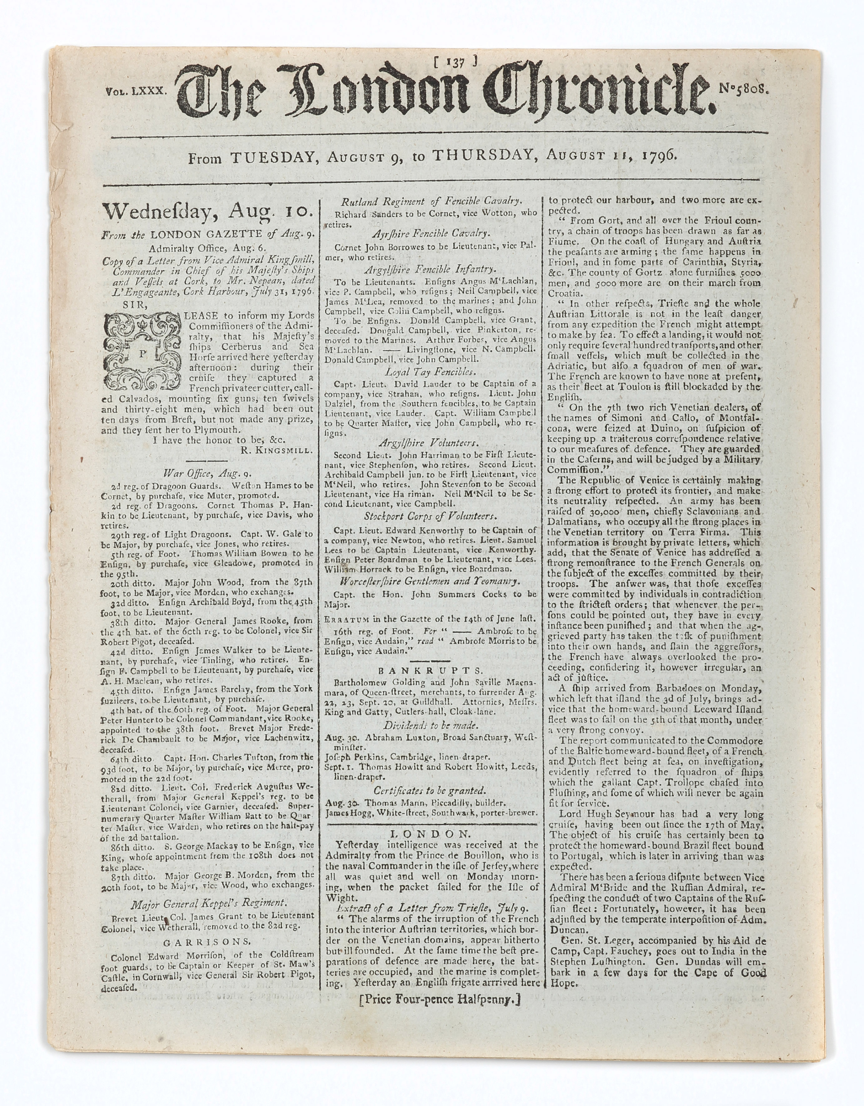 The London Chronicle. - Antique Print Map Room