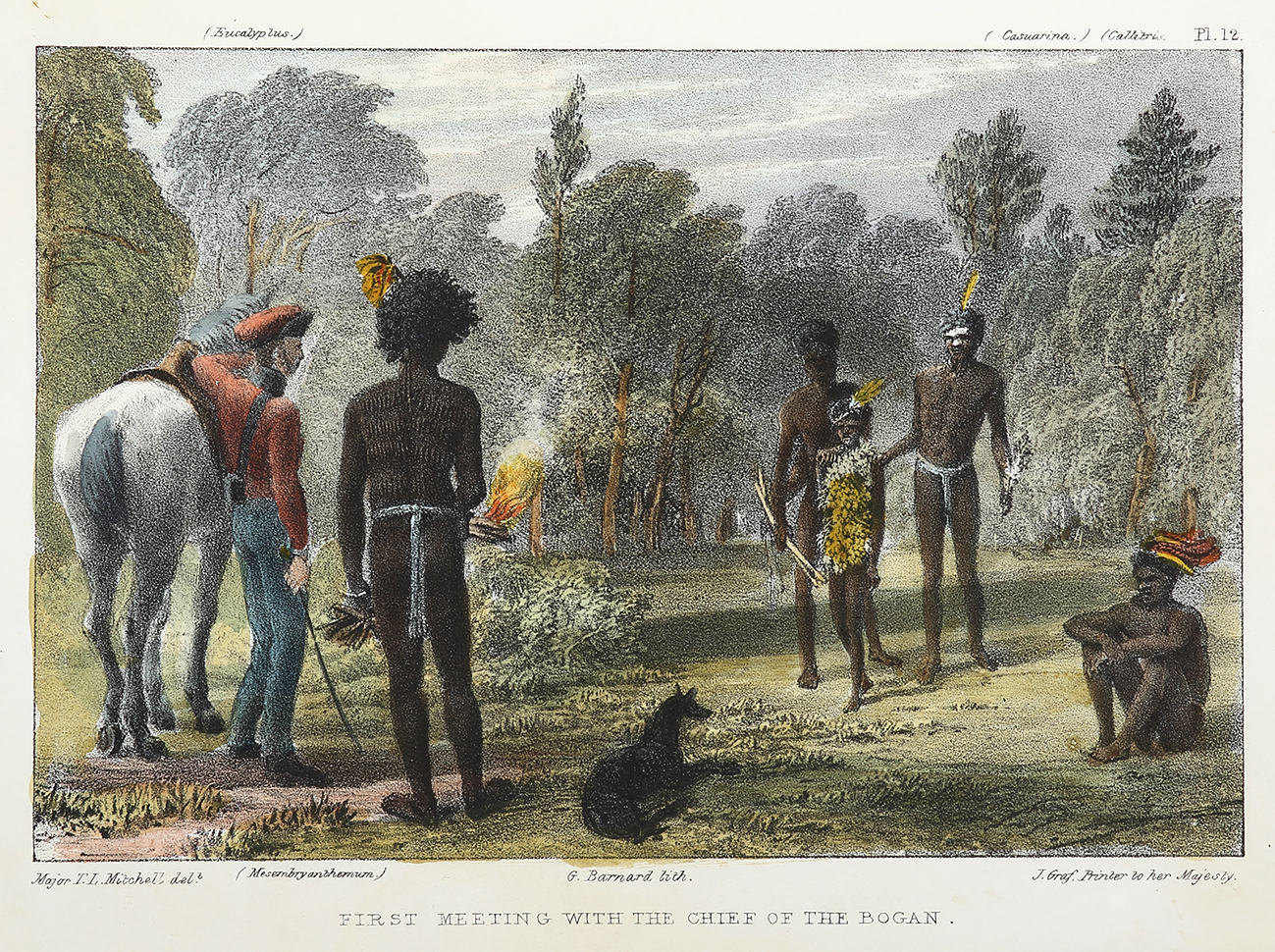 First Meeting with the Chief of the Bogan. - Antique Print Map Room