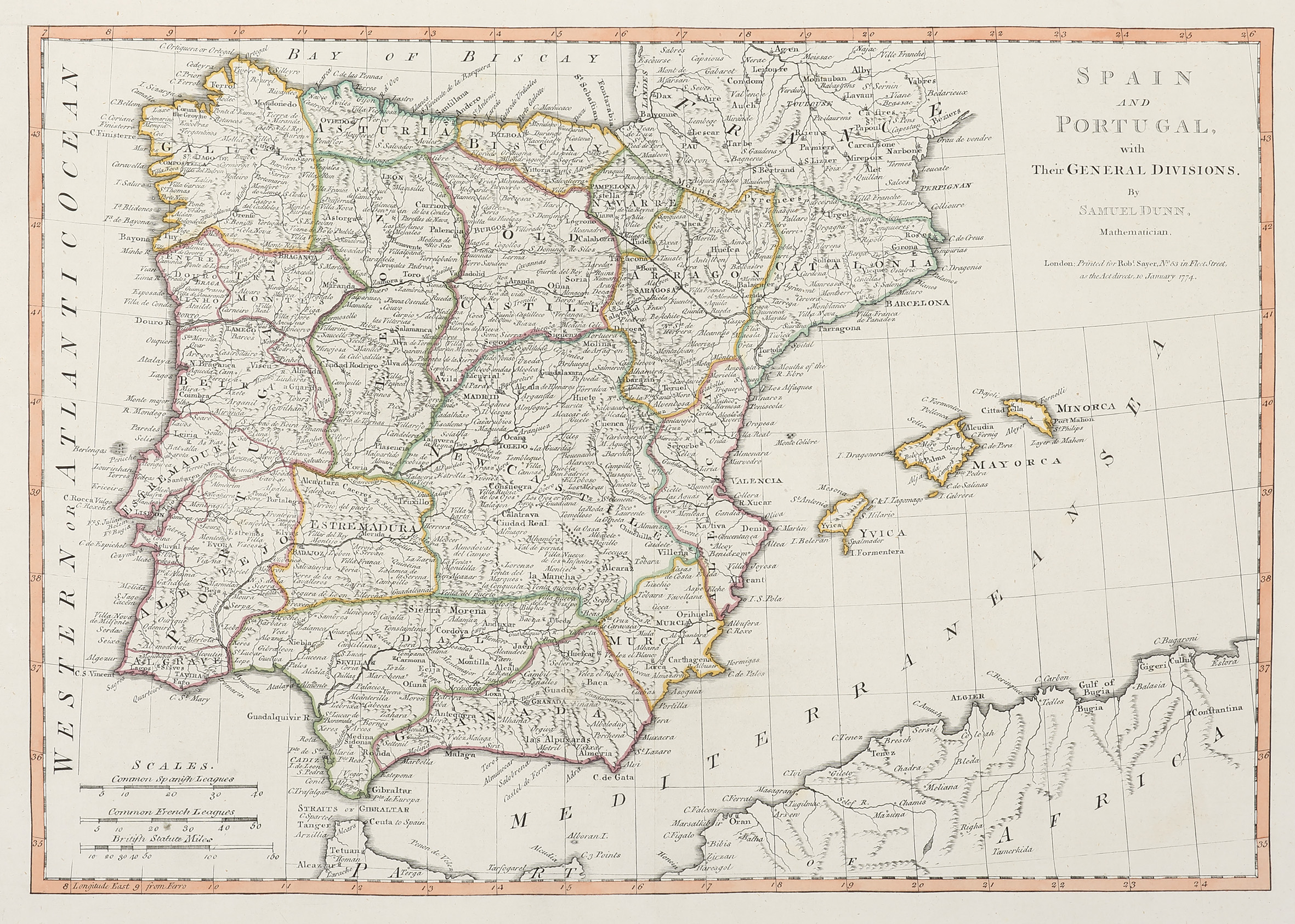 Spain and Portugal, with Their General Divisions. By Samuel Dunn ...