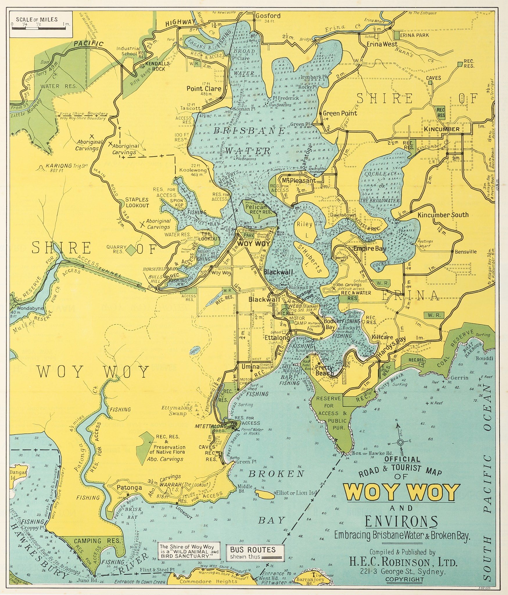 Official road & tourist map of Woy Woy and environs, embracing Brisbane ...