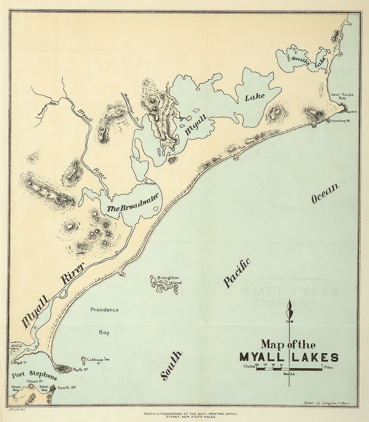Map of the Myall Lakes - Antique Print Map Room