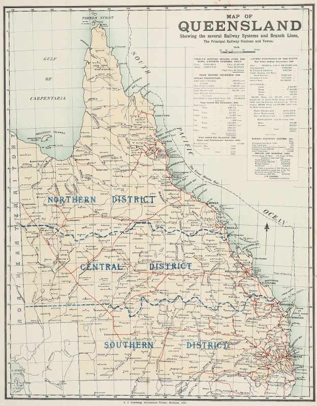 Map of Queensland Showing the Several Railway Systems and Branch Lines ...
