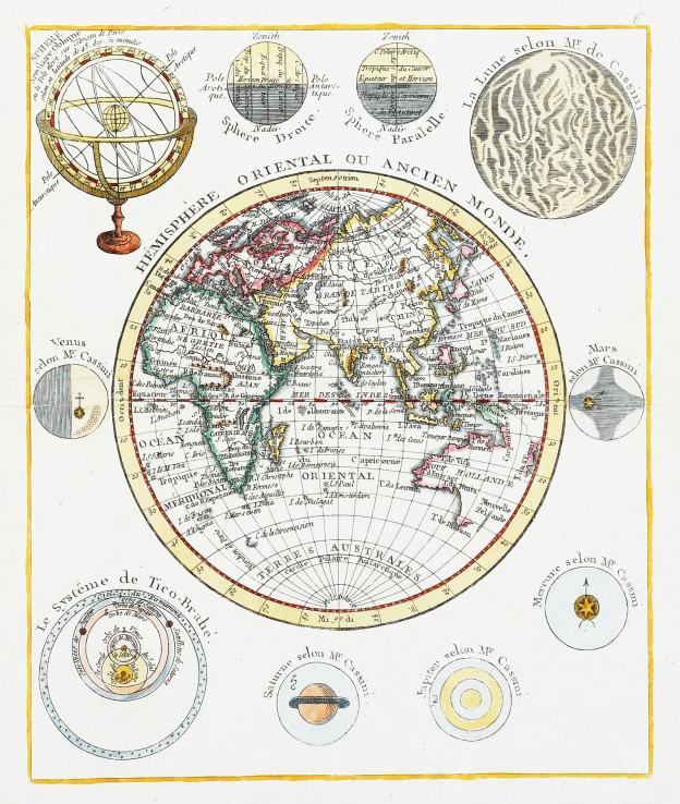 Hémisphère Oriental ou Ancien Monde. - Antique Print Map Room