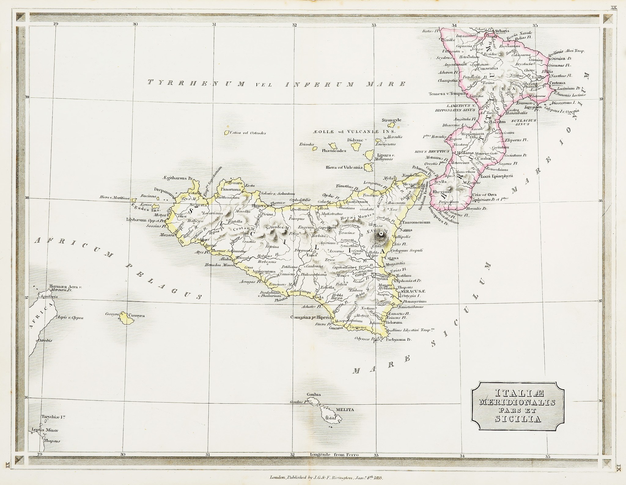 Italiae Meridionalis pars et Sicilia - Antique Print Map Room